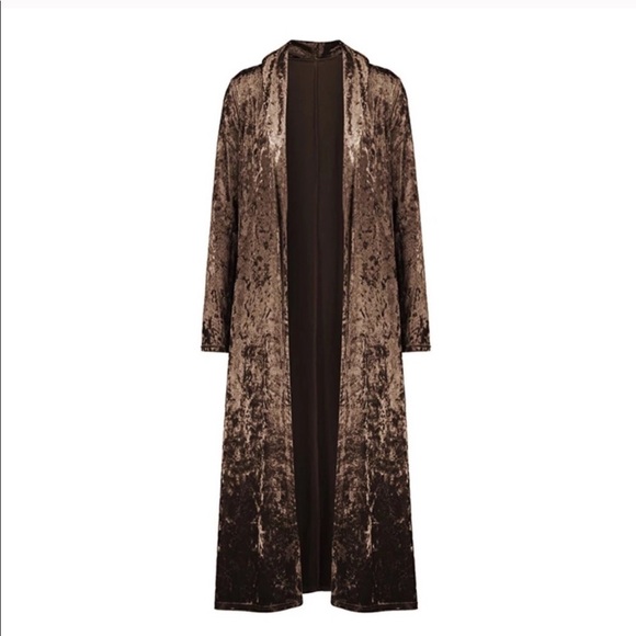 Jackets & Coats | New Gold Crushed Velvet Duster Long Jacket Coat ...